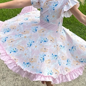 Blue Dog Rainbow Bow Back Twirl Dress - Etsy