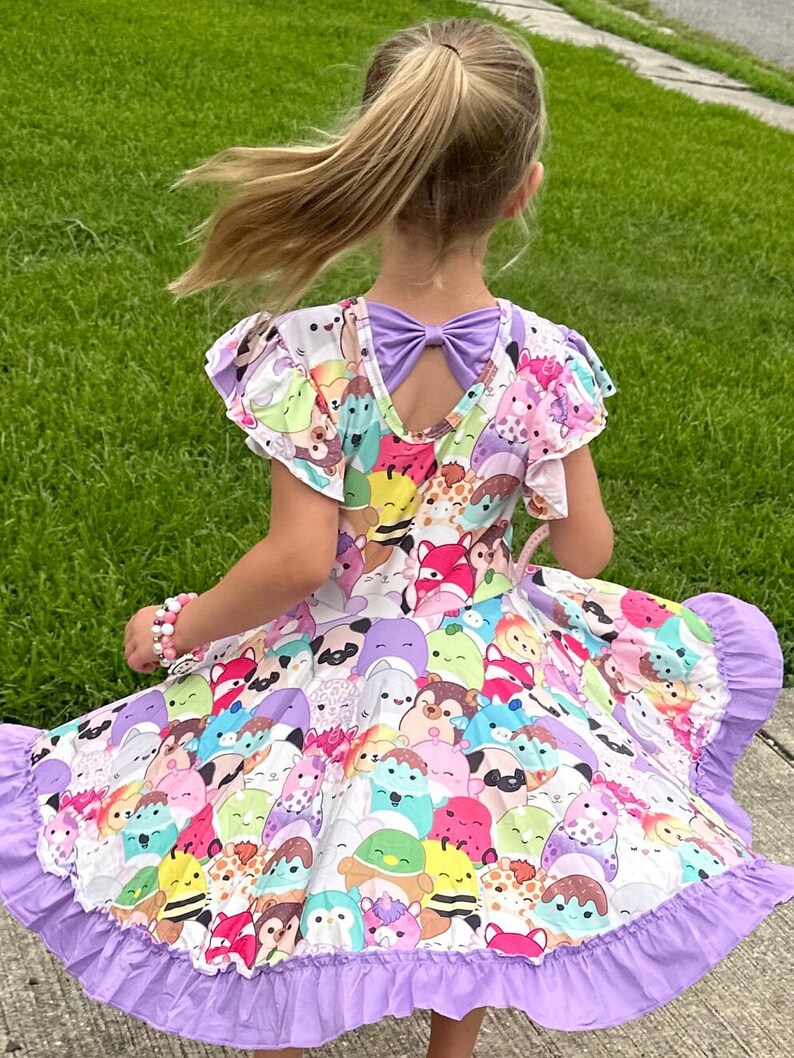 Purple Squishmallow Bow Back Twirl Dress - Etsy