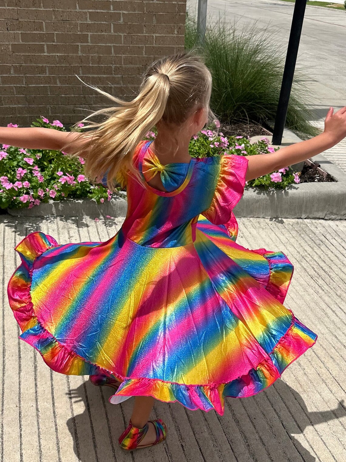 Rainbow Sparkles (real Sparkles) Bow Back Twirl Dress - Etsy