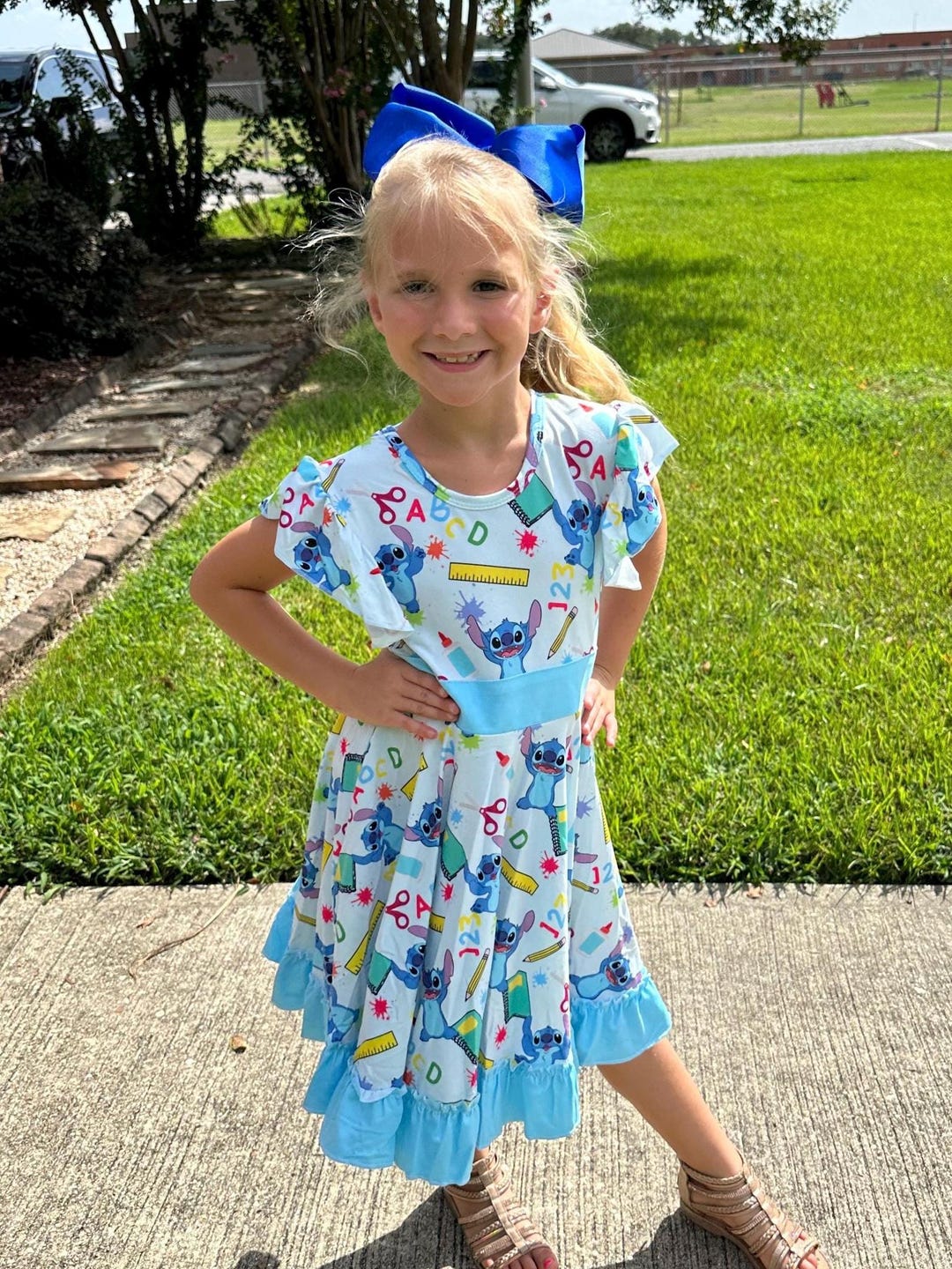 Blue Alien School Days Bow Back Twirl Dress - Etsy