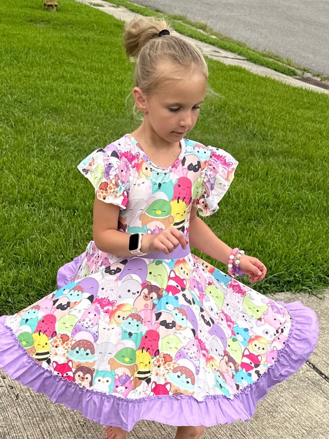 Purple Squishmallow Bow Back Twirl Dress - Etsy