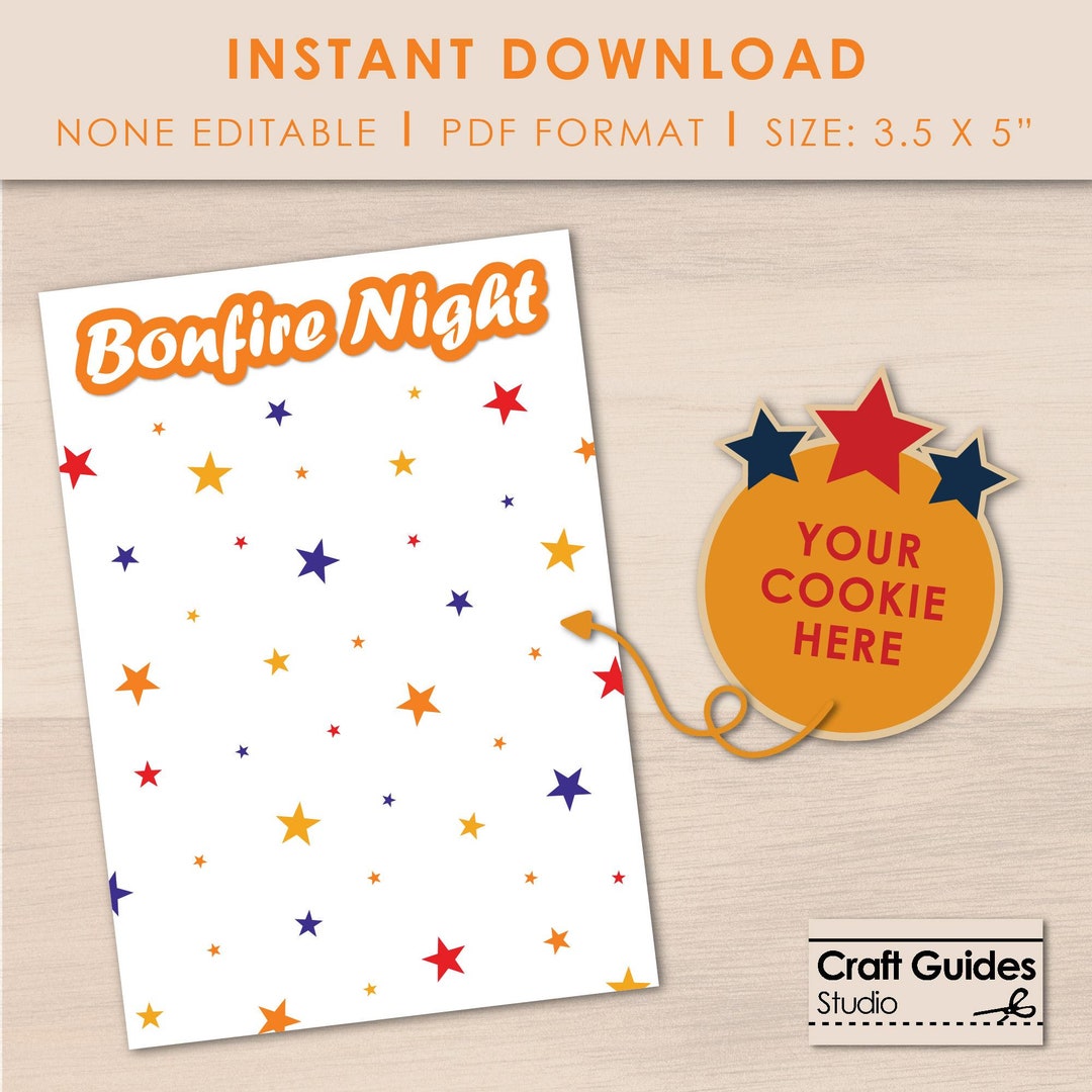 Bonfire Night Star Cookie Backing Card, Multi-colour, Star Cookie Card ...