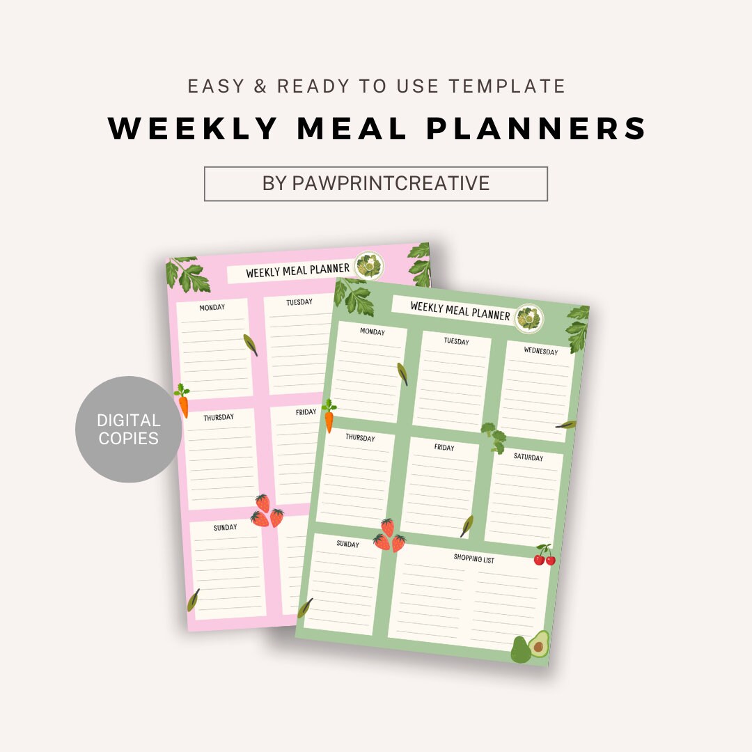 Printable A4 Weekly Meal Planner | Meal Planner | Meal Organiser | Meal ...