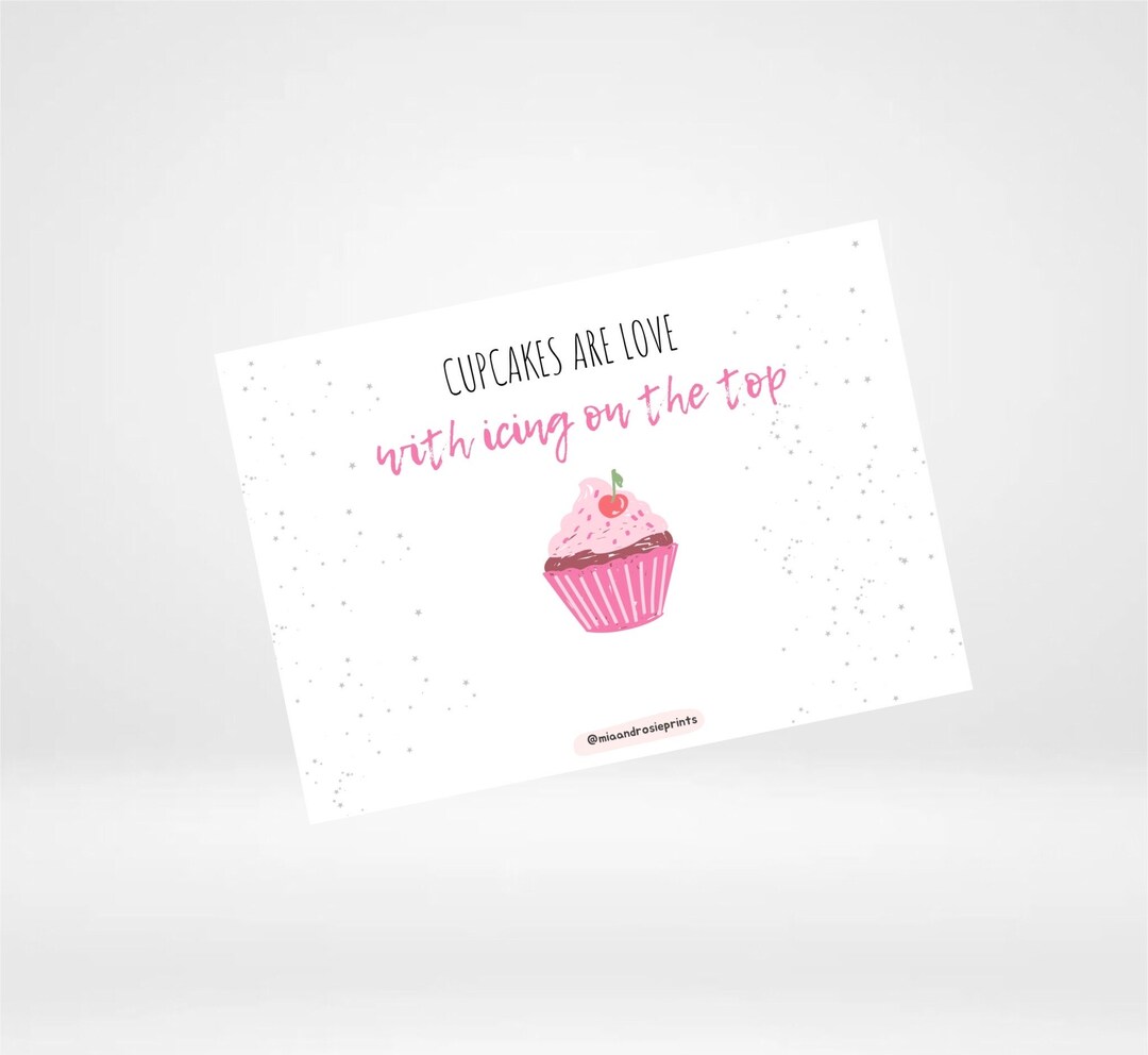 Printable Pink Cupcake Card Cupcakes Are Love With Icing on - Etsy
