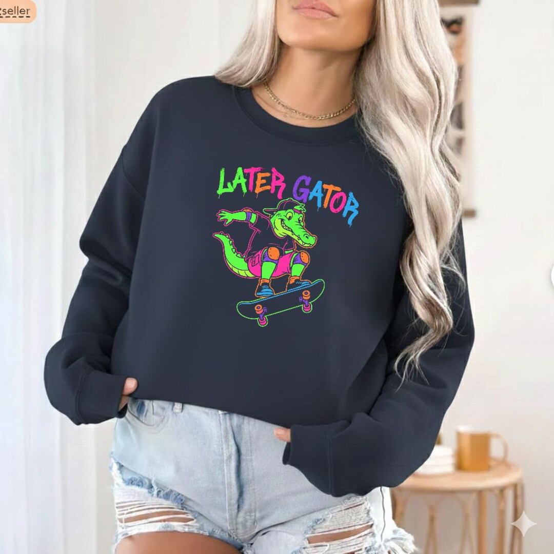 90s Skater Gator PNG | Retro Neon Alligator Sublimation Design | Later ...