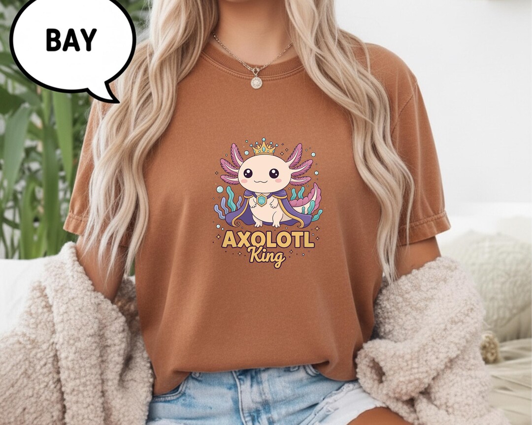Axolotl King PNG | Cute Kawaii Cartoon Animal Design | Royal Amphibian ...