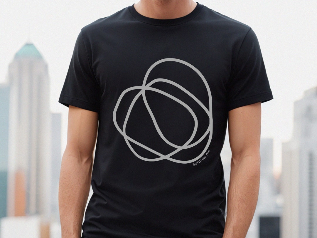 Abstract Loops T-shirt, Gray Organic Lines T-shirt, Minimalist Design ...