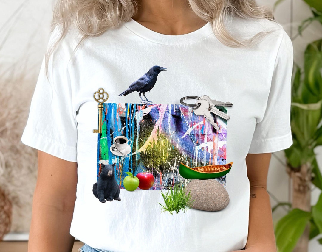 Maximalist Collage T-shirt, Abstract Art T-shirt With Graffiti Vibe ...