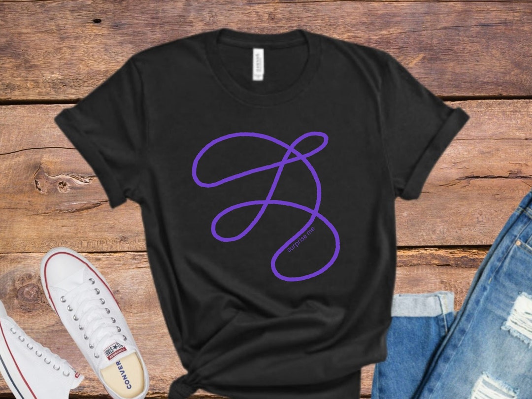 Artistic Curvy Blue Line Tee, Minimalist Design Tee, Neon Blue Doodle T ...