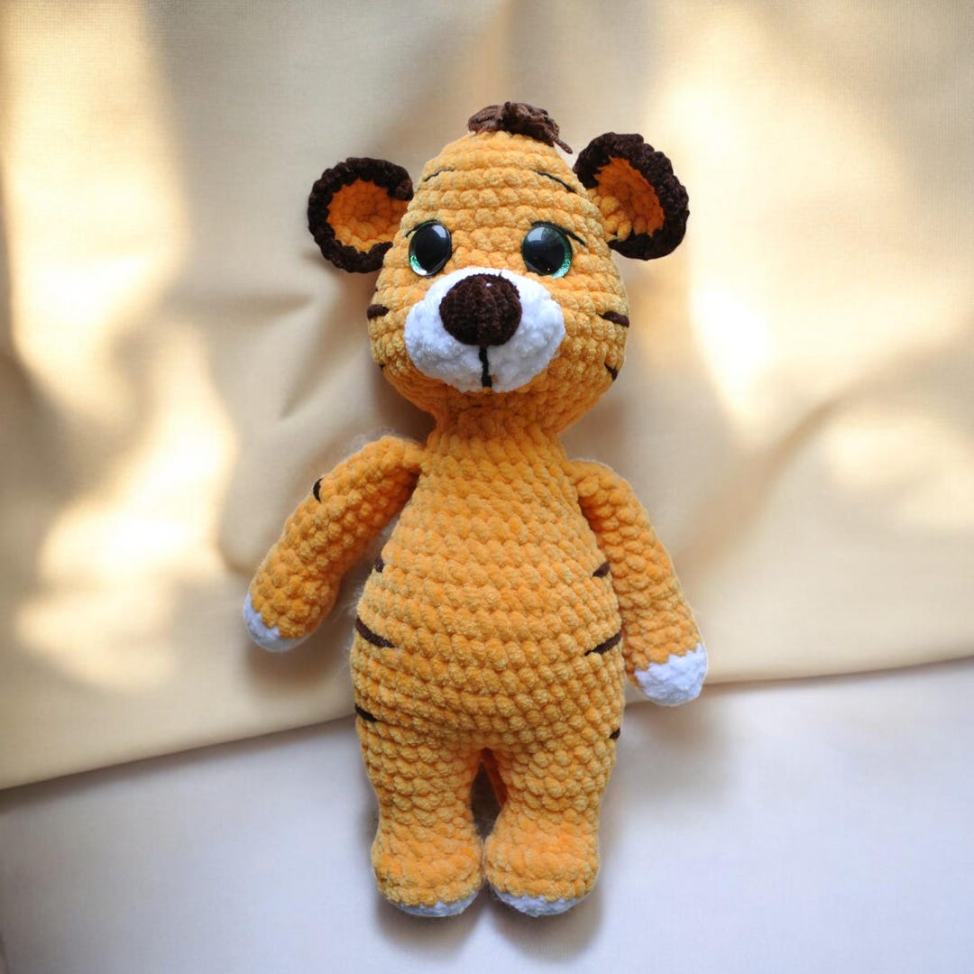 Fluffy Tiger Cub Plush Soft Knitted Tiger Cub Toy Cute Striped Tiger ...