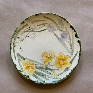Spring Floral Plate, Pottery Kitchenware Piece - Etsy