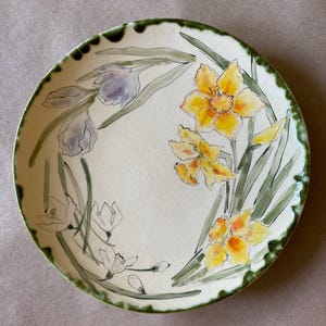 Spring Floral Plate, Pottery Kitchenware Piece - Etsy