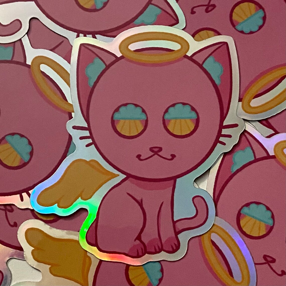Holographic Alien, Angel, and Devil Kitty Cute 3” Stickers - Etsy