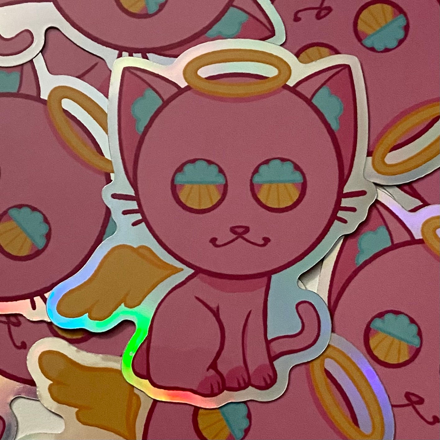 Holographic Alien, Angel, and Devil Kitty Cute 3 Stickers - Etsy