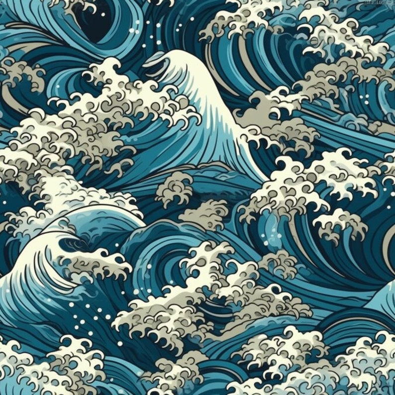 Japanese Style Inspired Ocean Design - Etsy