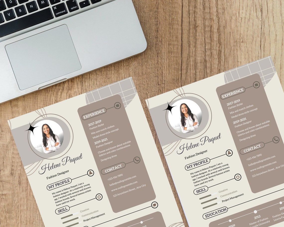 Editable Resume Template Digital Product Digital Download Modern CV ...