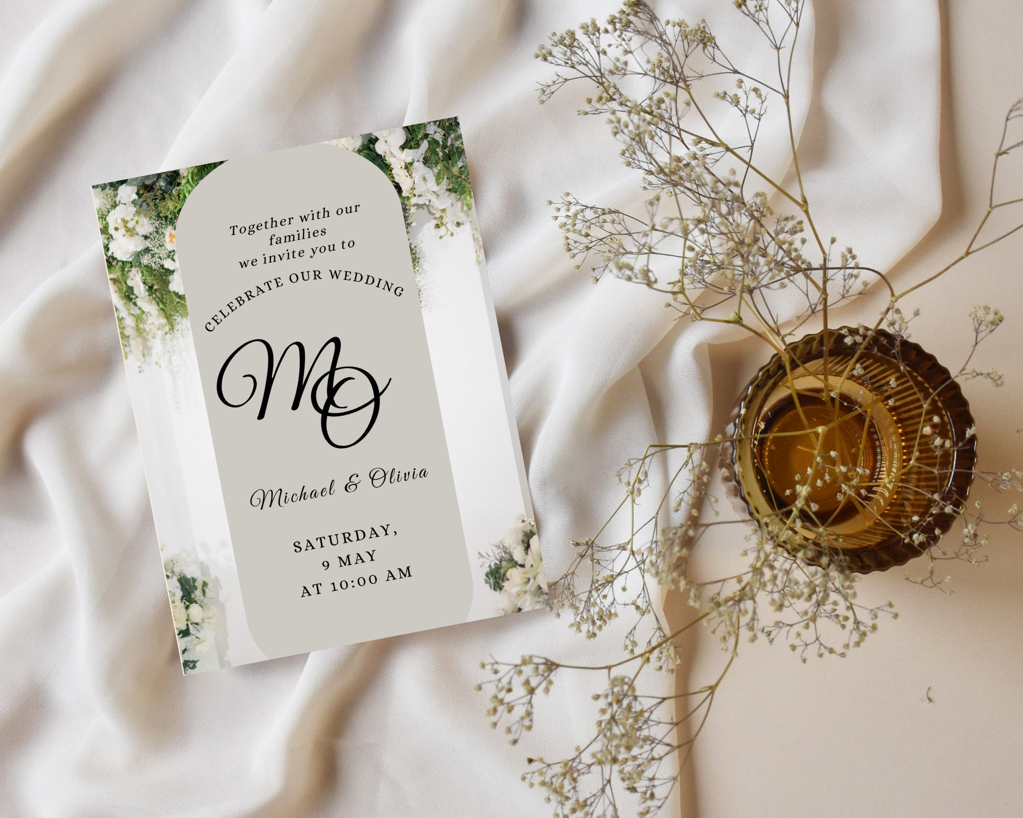 Wedding Invitation Card, Printable Wedding Card, Editable Wedding Card ...