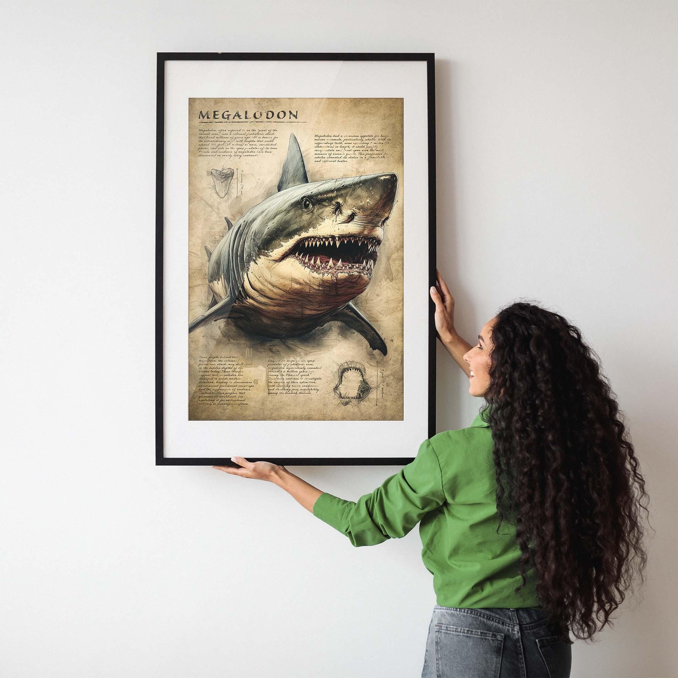 Megalodon Poster - Prehistoric Sea Monster, Shark Wall Art - Etsy