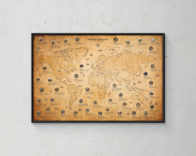 Ancient Megaliths Poster - Ancient Sites Map, World Map Wall Art - Etsy