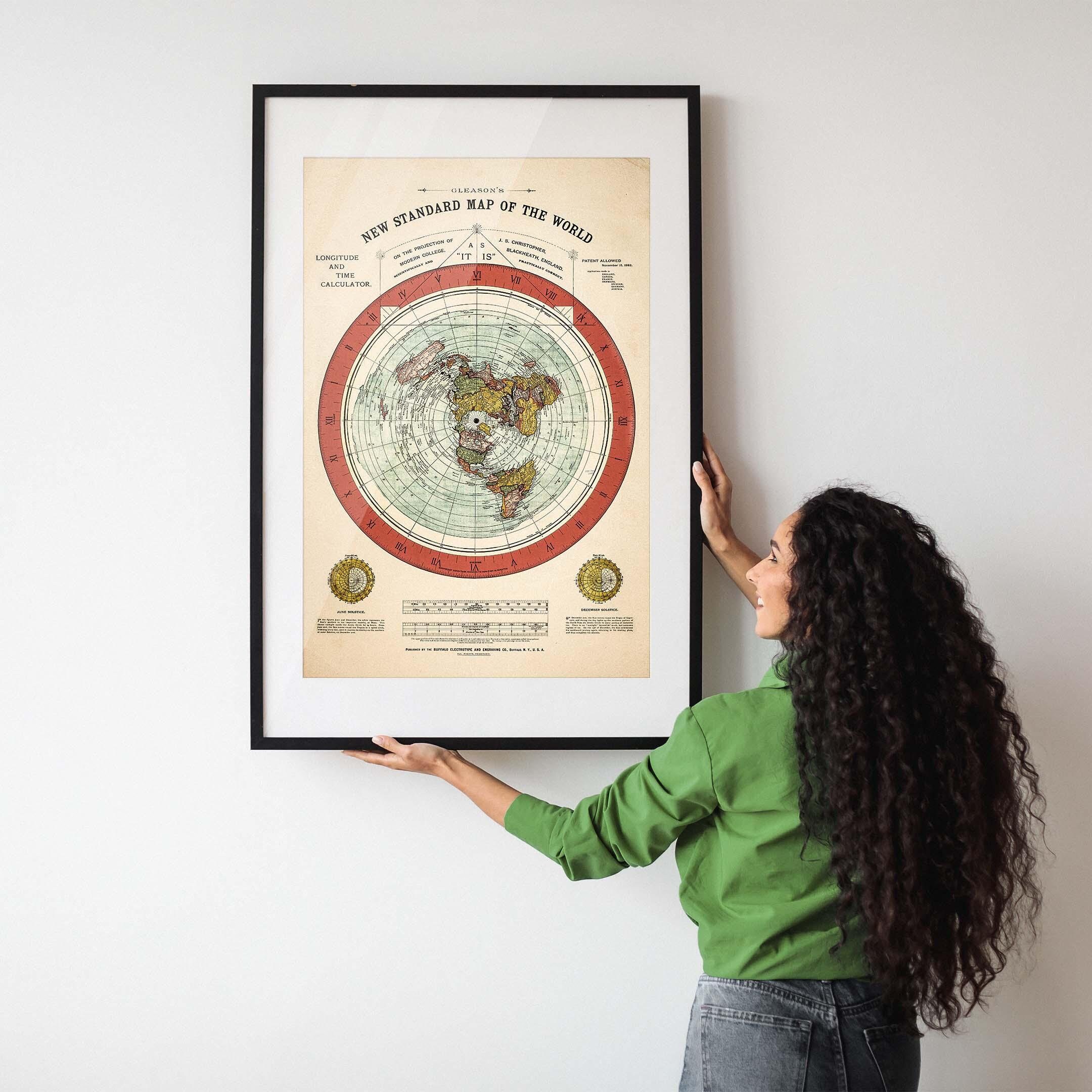 Flat Earth Gleason Map Poster Ancient World Map, Flat Earth Wall Art - Etsy