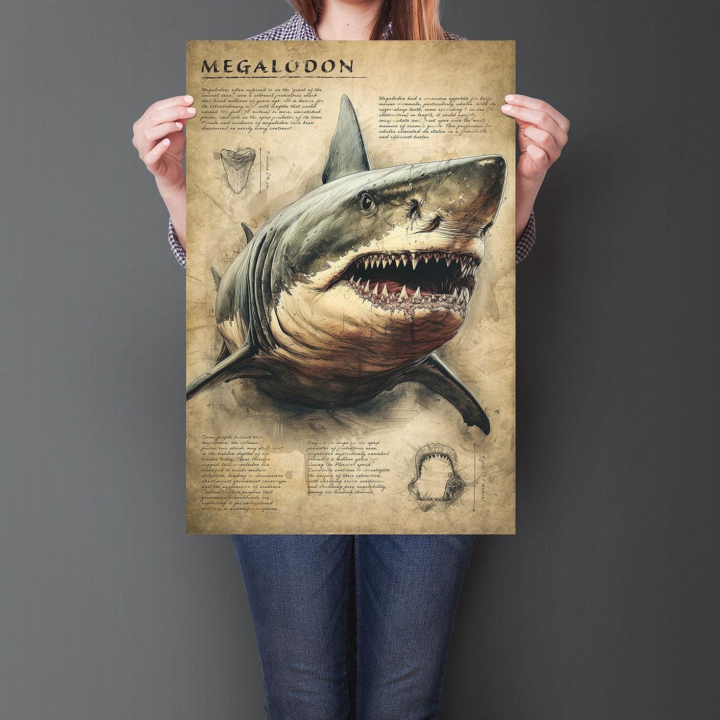Megalodon Poster - Prehistoric Sea Monster, Shark Wall Art - Etsy