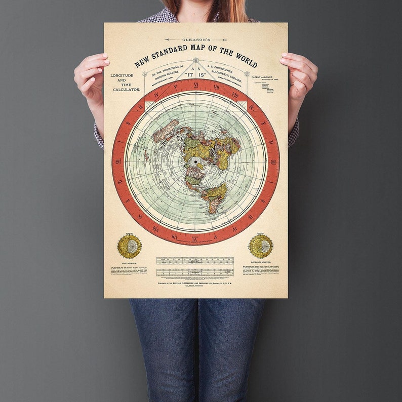 Flat Earth Gleason Map Poster Ancient World Map, Flat Earth Wall Art - Etsy