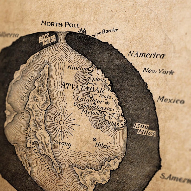 Hollow Earth Poster - Agartha Map, Ancient Wall Art - Etsy