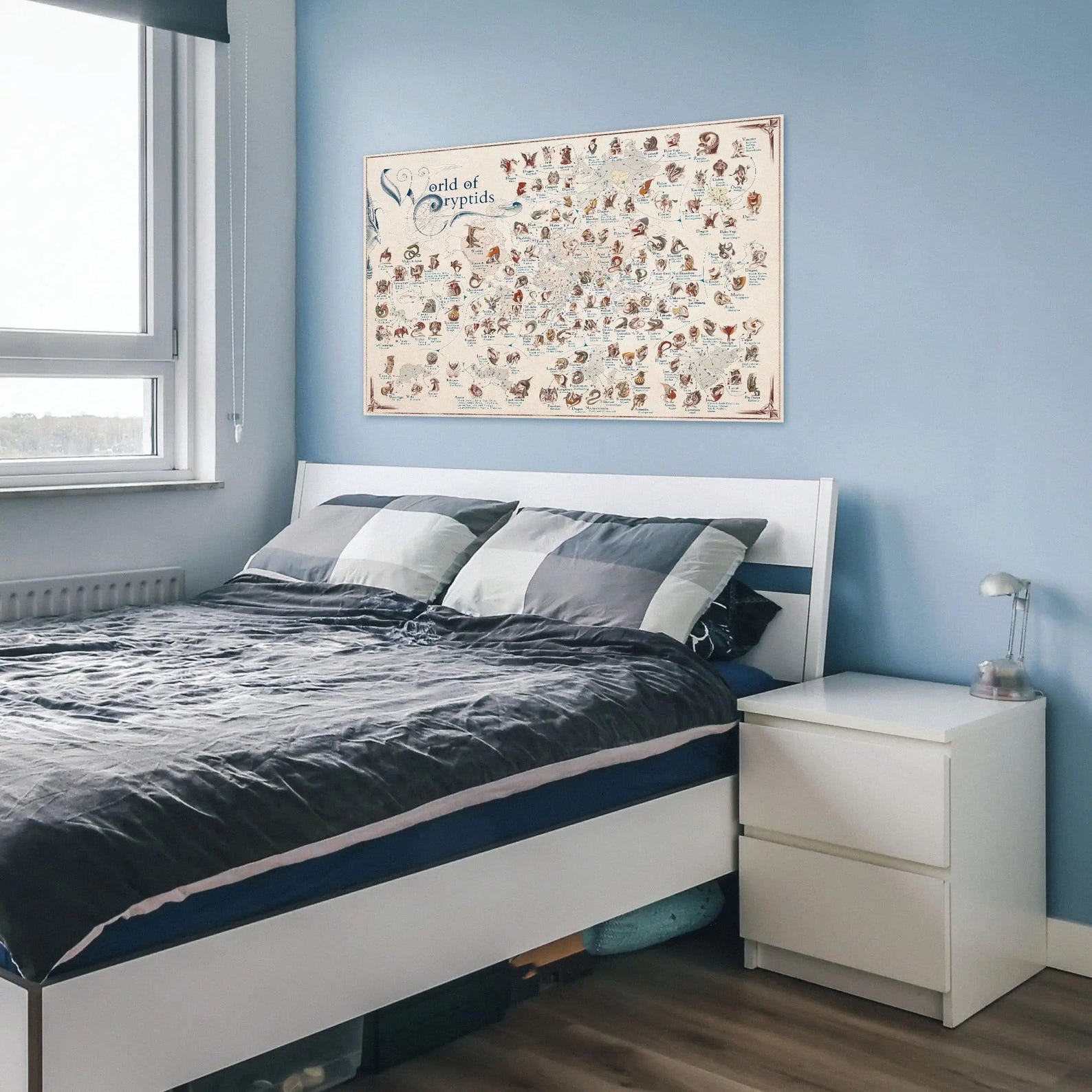 World of Cryptids Poster - Illustrated Map of Mythical Beasts, Cryptid ...