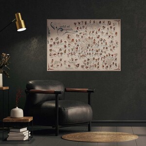 World of Cryptids Poster - Illustrated Map of Mythical Beasts, Cryptid ...