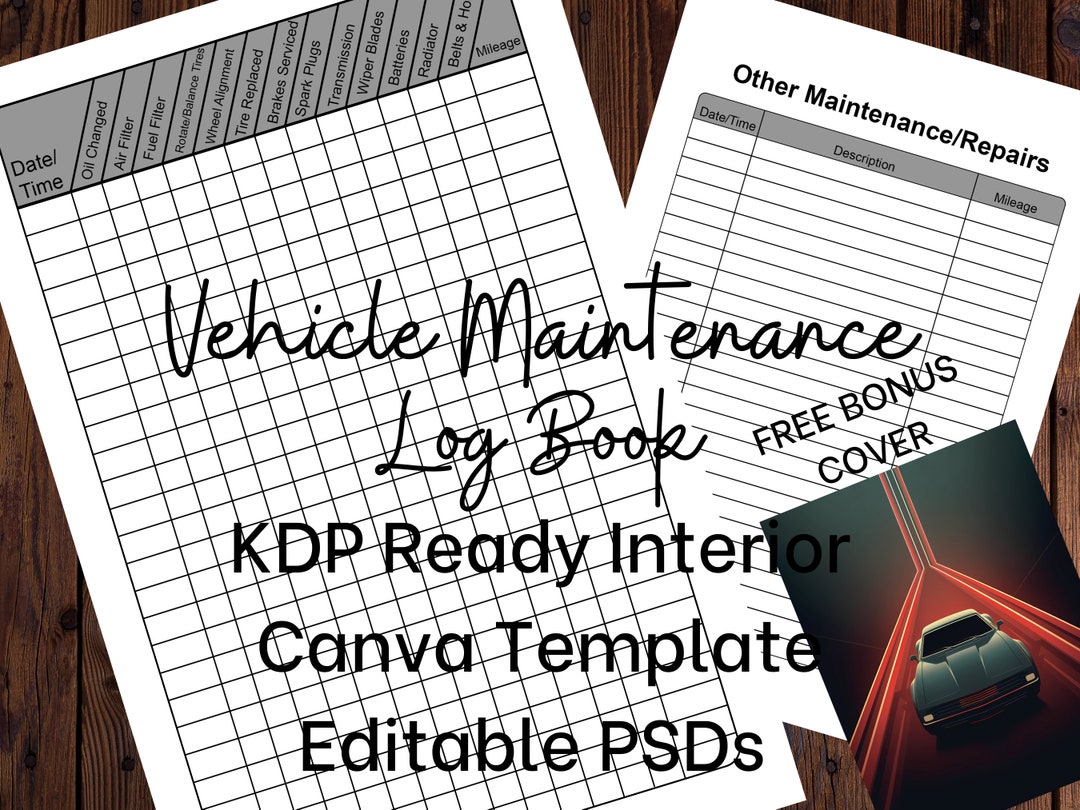 Vehicle Maintenance Log Book Automotive Repairs Journal Auto ...