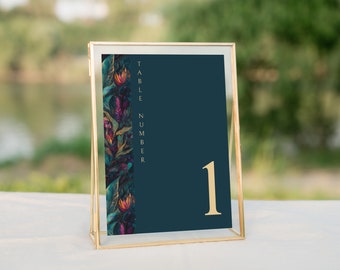 Editable Table Numbers, CANVA Template Wedding Table Numbers, Floral ...