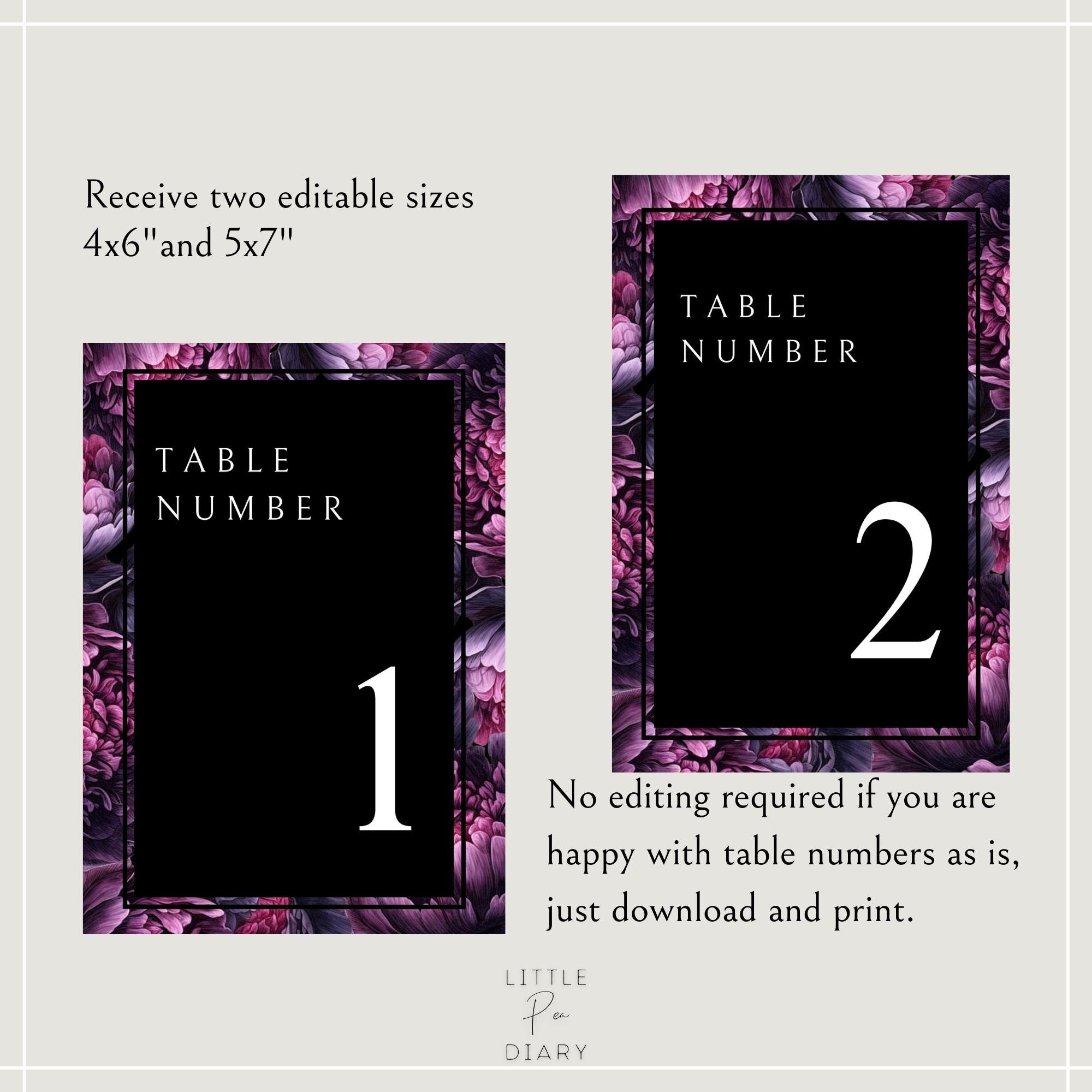 Editable Table Numbers CANVA Template Wedding Table Numbers - Etsy