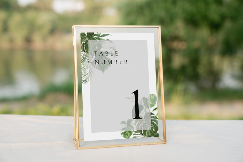 Editable Table Numbers, CANVA Template Wedding Table Numbers, Tropical ...