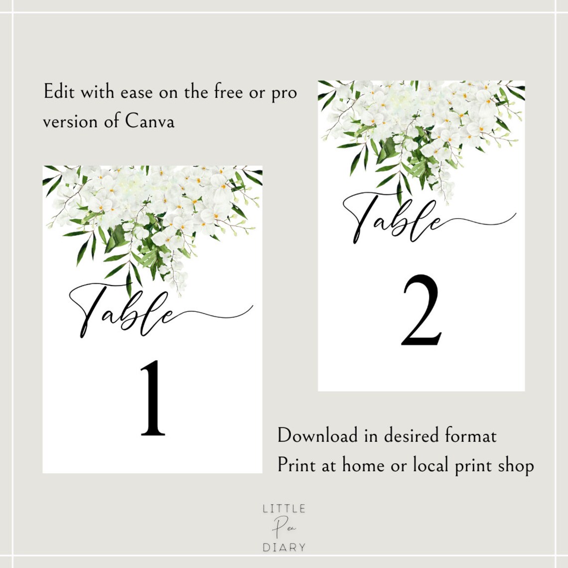 Editable Table Numbers CANVA Template Wedding Table Numbers - Etsy