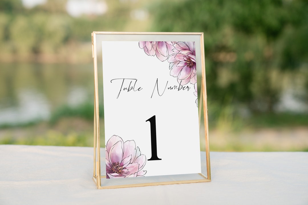 Editable Table Numbers, CANVA Template Wedding Table Numbers, Floral ...