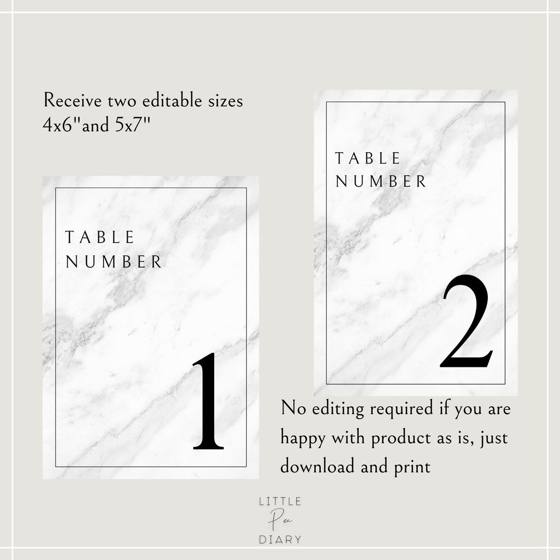 Editable Table Numbers CANVA Template Wedding Table Numbers - Etsy