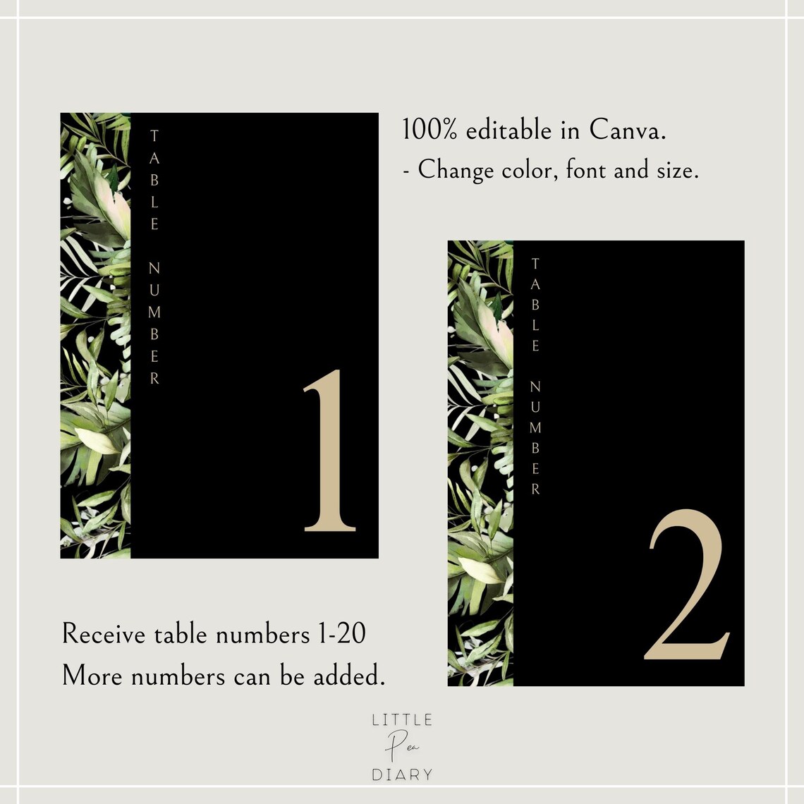 Editable Table Numbers CANVA Template Wedding Table Numbers - Etsy