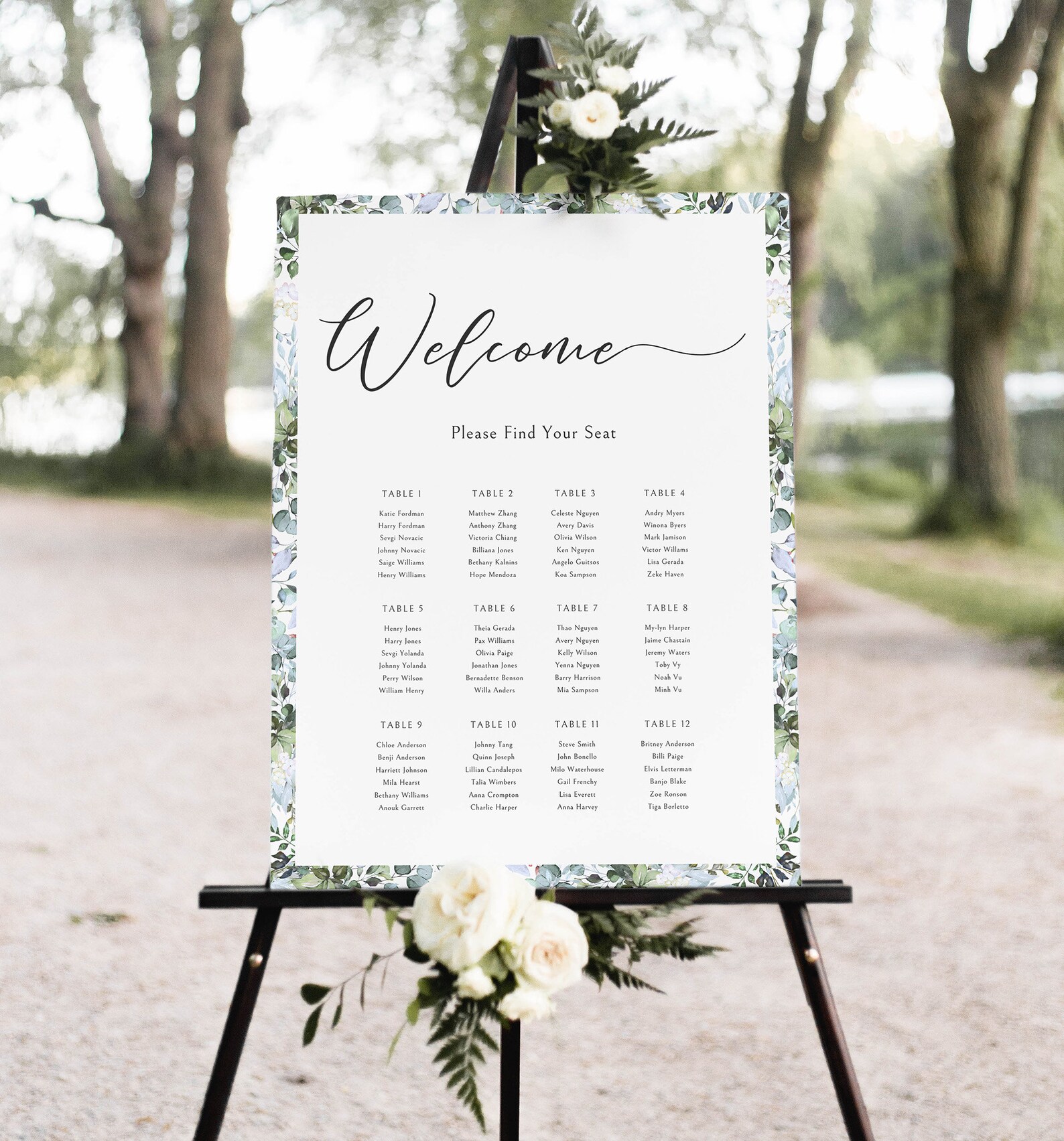 Editable Wedding Seating Chart With Border, CANVA Template, Seating ...