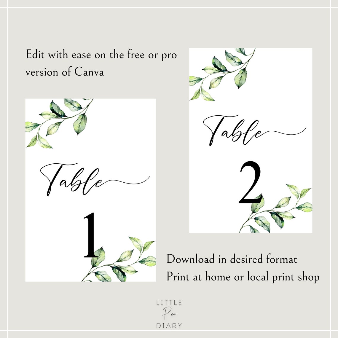 Editable Table Numbers CANVA Template Wedding Table Numbers - Etsy