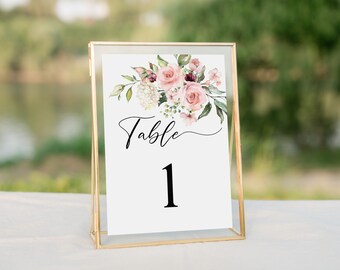 Editable Table Numbers, CANVA Template Wedding Table Numbers, Floral ...