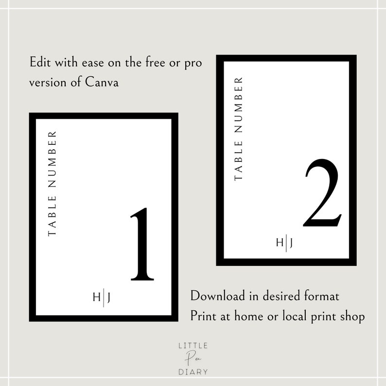 Editable Table Numbers CANVA Template Wedding Table Numbers - Etsy