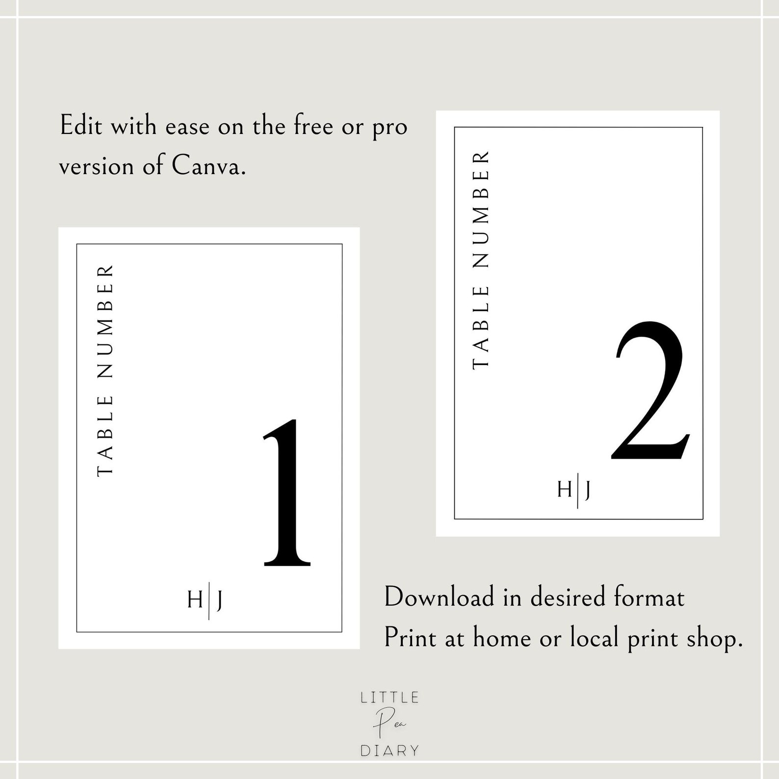Editable Table Numbers CANVA Template Wedding Table Numbers - Etsy