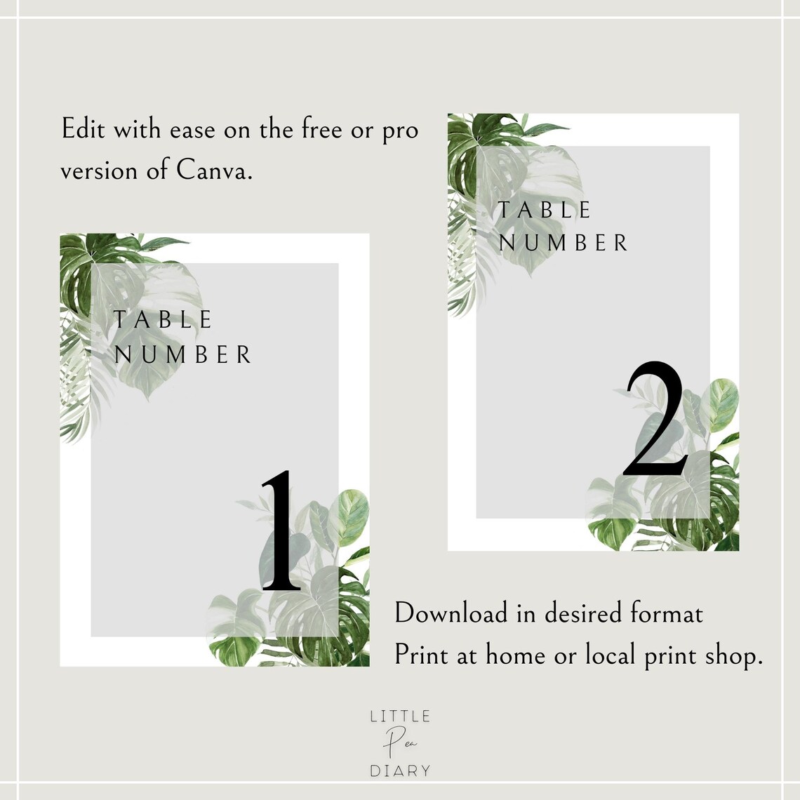 Editable Table Numbers CANVA Template Wedding Table Numbers - Etsy