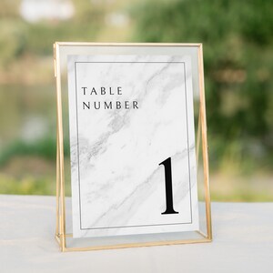 Editable Table Numbers, CANVA Template Wedding Table Numbers, Marble ...
