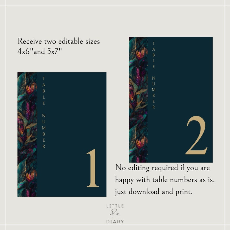 Editable Table Numbers CANVA Template Wedding Table Numbers, Tropical ...