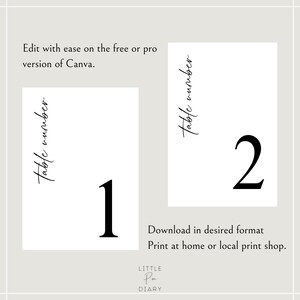 Editable Table Numbers CANVA Template Wedding Table Numbers - Etsy
