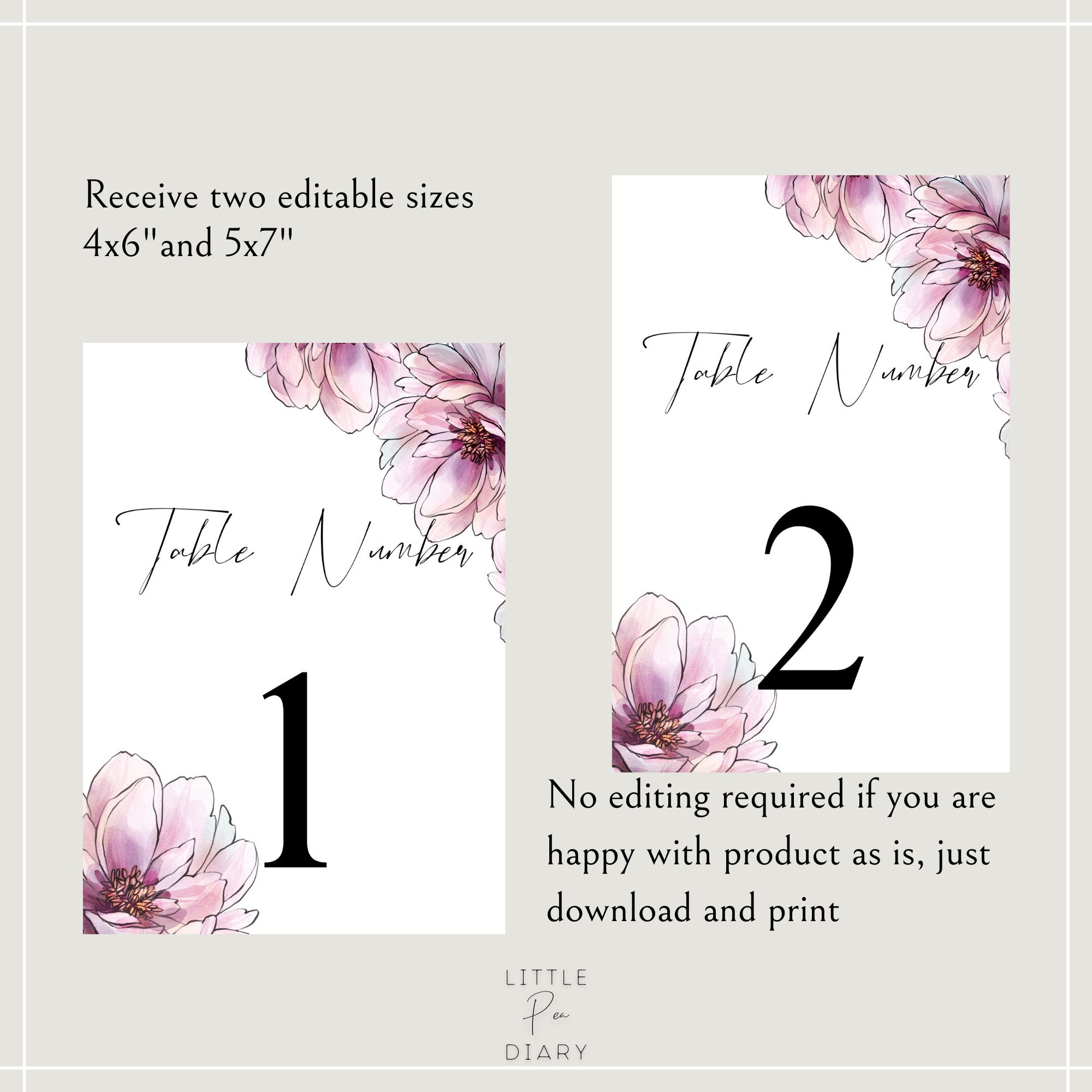 Editable Table Numbers CANVA Template Wedding Table Numbers - Etsy