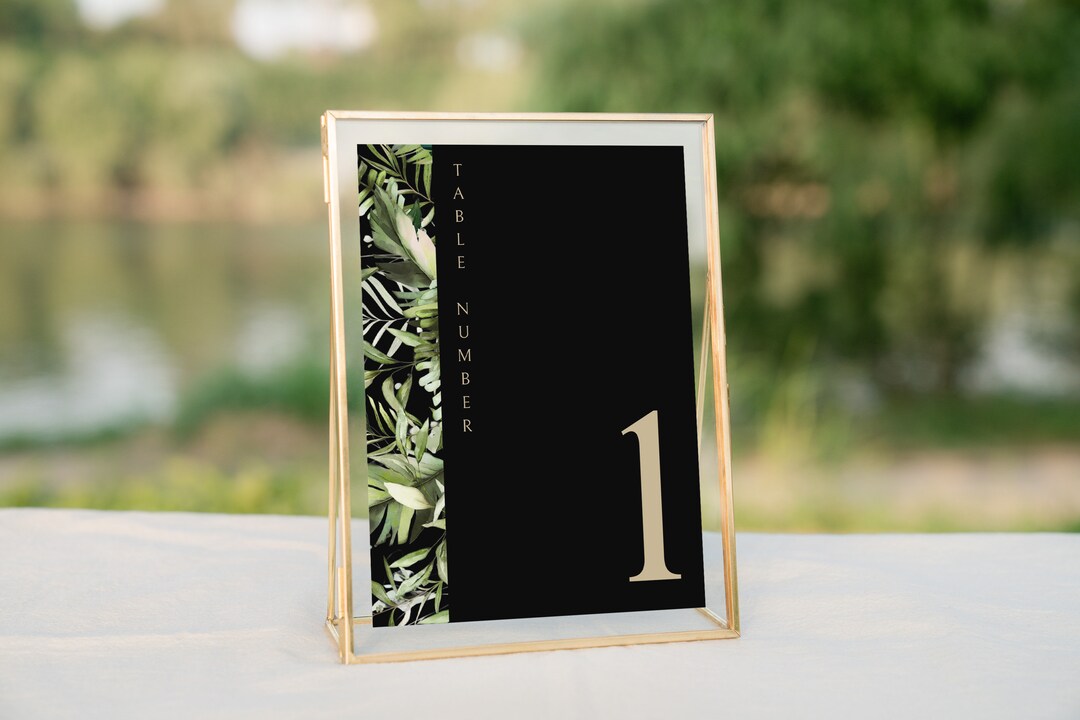 Editable Table Numbers, CANVA Template Wedding Table Numbers, Tropical ...