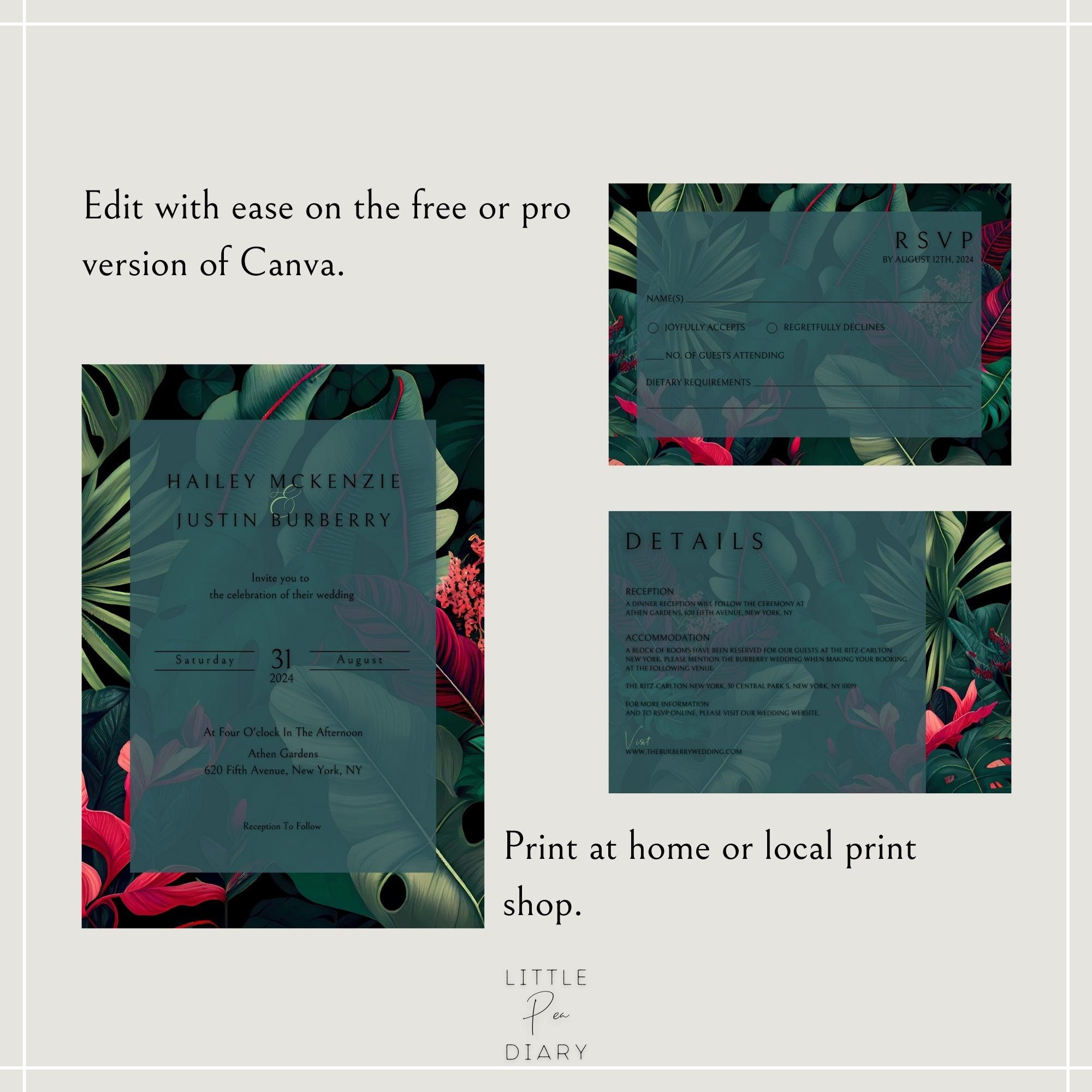 Editable Wedding Invites Rsvp Canva Template Wedding - Etsy