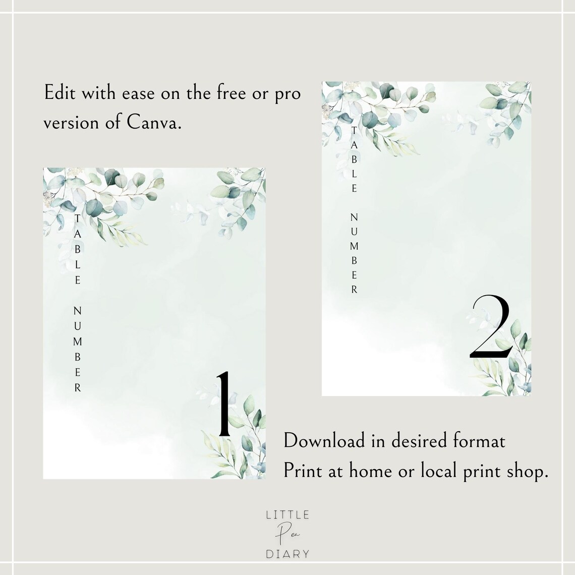 Editable Table Numbers CANVA Template Wedding Table Numbers, Floral ...